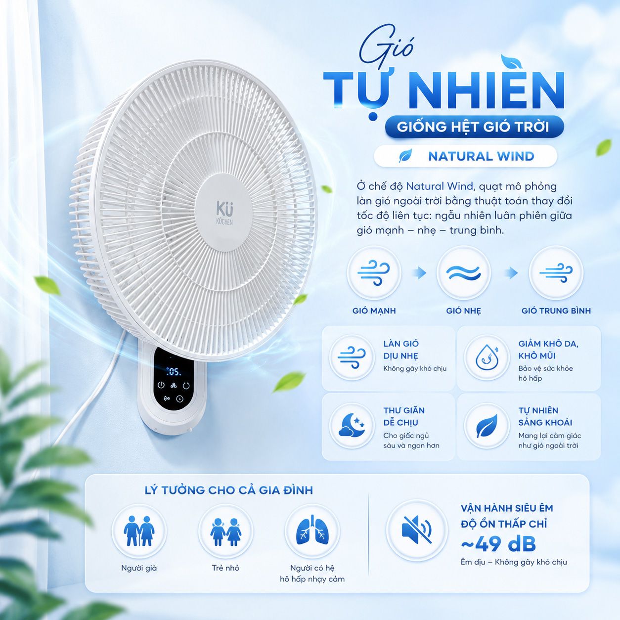 Quạt treo tường BLDC 14INCH KL-FB-14DC - Küchen Việt Nam Official